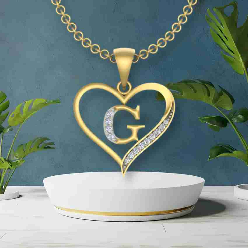 Yanaa Creation Alphabet Letter G in Heart Gold plated Cubic Zirconia Brass Pendant Gold plated Cubic Zirconia Brass Pendant Price in India Buy Yanaa Creation Alphabet Letter G in Heart Gold plated Cub...