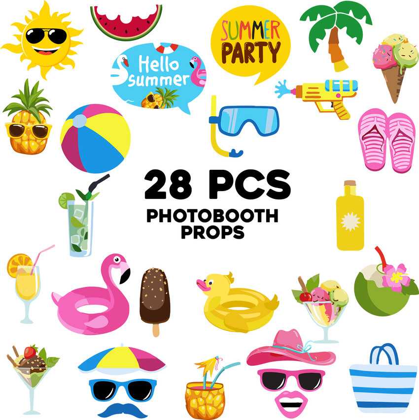 Pool Party Photo Booth Props Pool Party Photo Booth Birthday Template