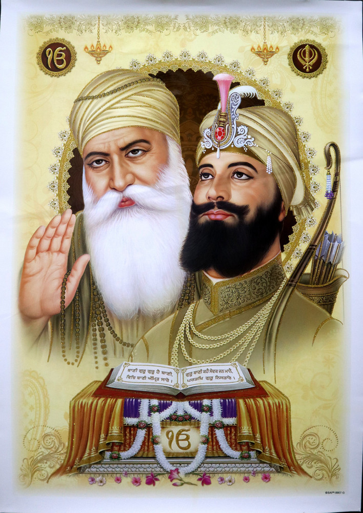 Guru Nanak Dev Ji And Guru Gobind Singh Ji Anagha UV Film Golden