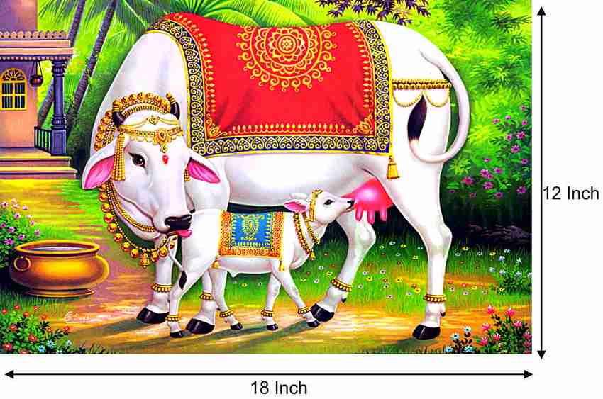Indian Cow With Krishna