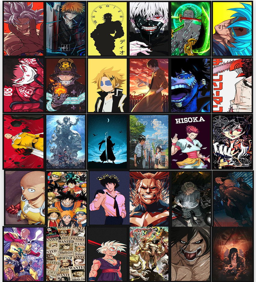 Mashup Anime Collage By Pack Of 16 MIX Anime New Poster For Room