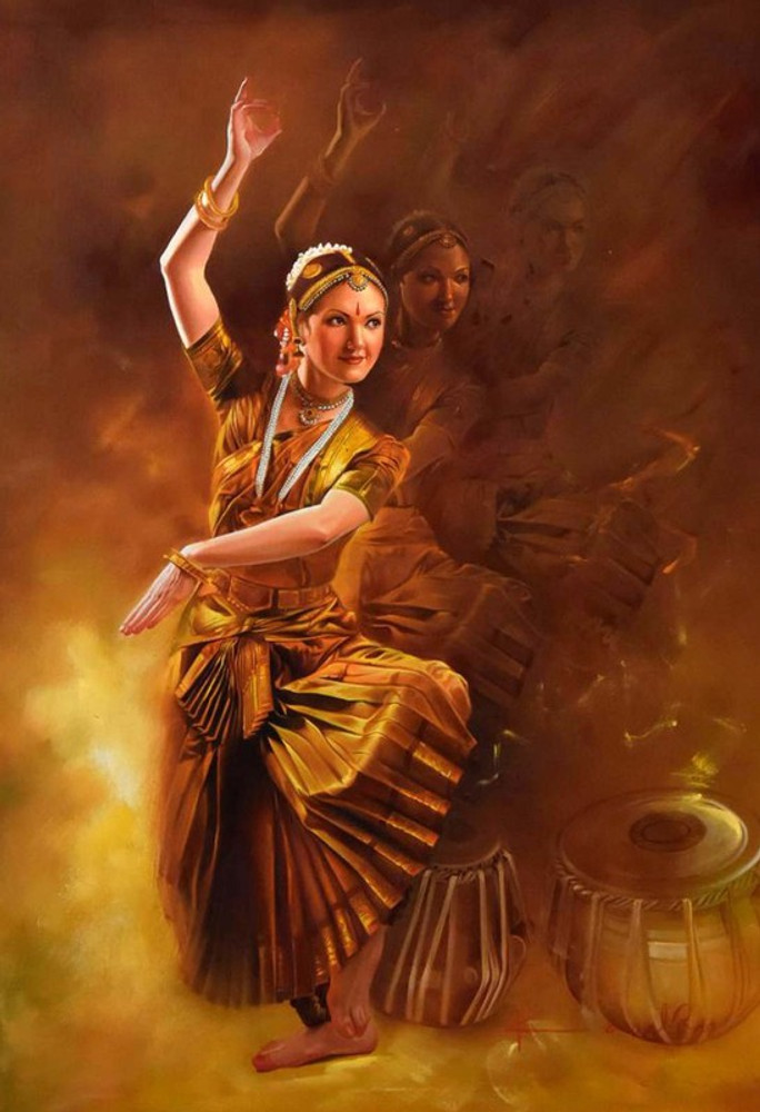Bharatnatyam Dance Painting Poster Bharatnatyam Dance Digital Art