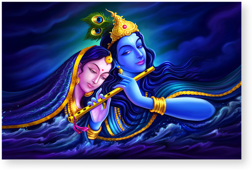 Animated Hindu God Krishna Wallpaper Canvas Print Cartoon Hindu Gods