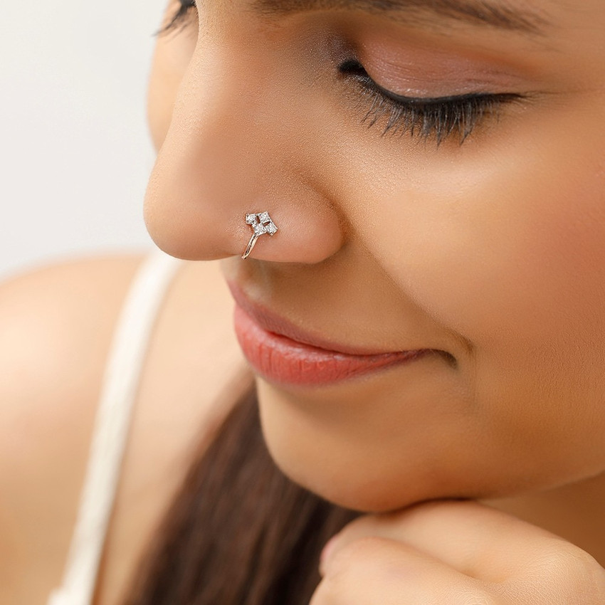 Mia by Tanishq 14 KT Rose Gold Quad Shape Diamond nose pin 14kt Rose Gold Nose Wire Price in India Buy Mia by Tanishq 14 KT Rose Gold Quad Shape Diamond