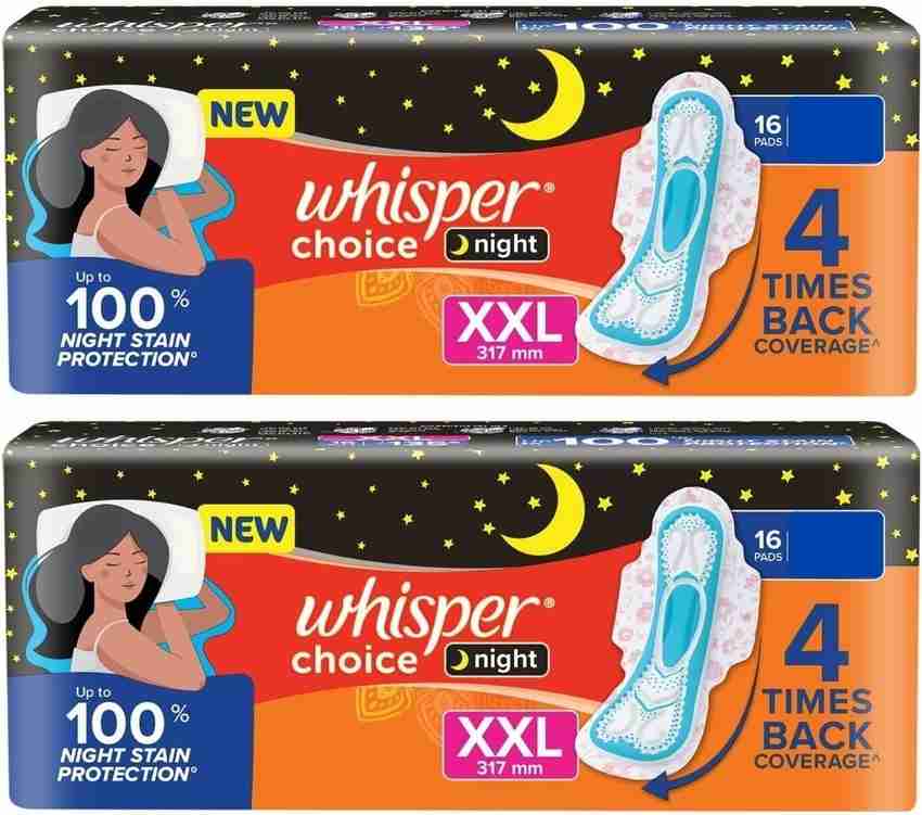 Whisper Choice Night XXL 317mm 16 16Pads Sanitary Pad Buy Women Hygiene products online in India Flipkart