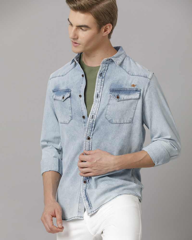 Light Blue Denim Shirt Men Men's Solid Slim Fit Denim Shirt – Levis