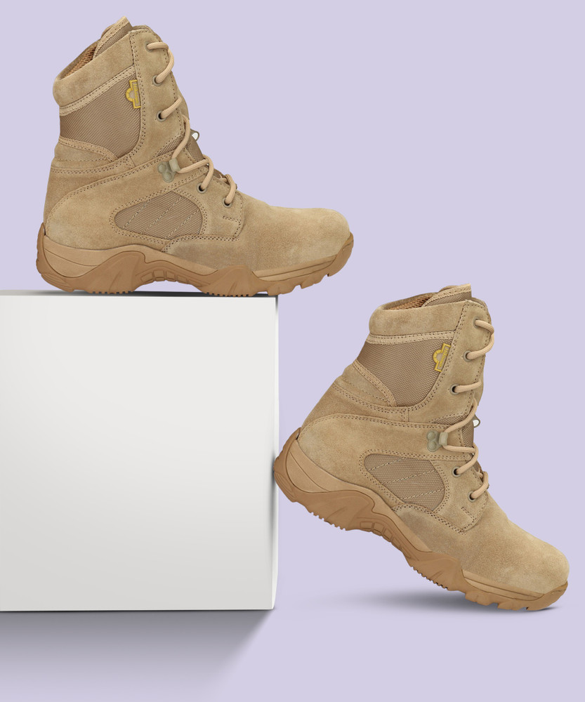 Tan Army Boots For Menn Men's Military Tactical Boots With Zipper For