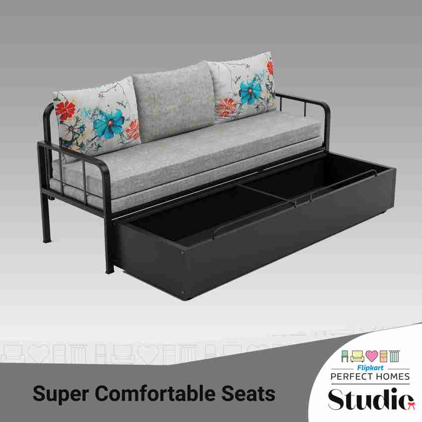 Flipkart Perfect Homes Studio With Storage 3 Seater Double Metal Pull Out Sofa Cum Bed