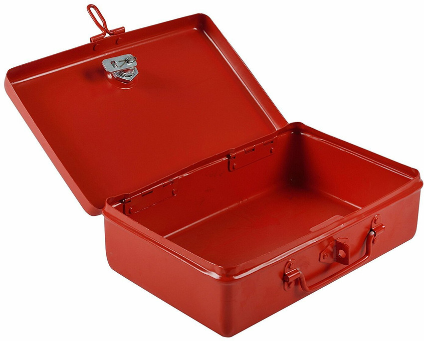 Metal Container With Lock JOWEL Metal Storage Box With Lock 10" Red