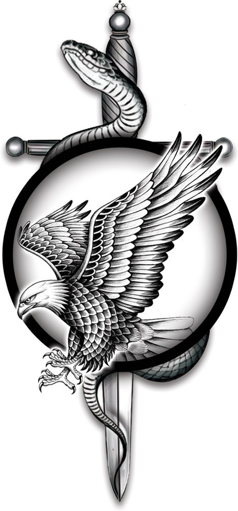 Eagle Sword Tattoos Illustration Of A Retro Sword Banner Wing Tattoo
