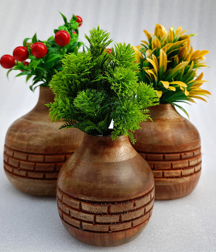 KHUSUBHDECOR WOODEN FLOWER POT Wooden Vase Price in India Buy KHUSUBHDECOR WOODEN FLOWER POT Wooden Vase online at Flipkart